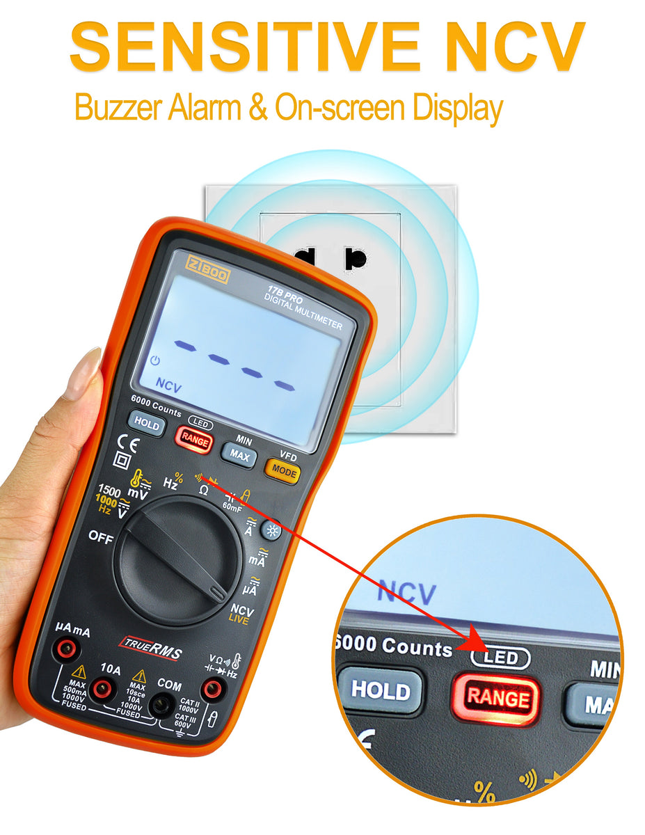 ZIBOO 17B PRO True RMS Digital Multimeter ,for Electrical Applications ...